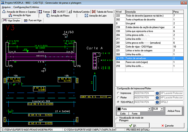 Gerenciador de Penas e Plotagem - CAD/TQS 17